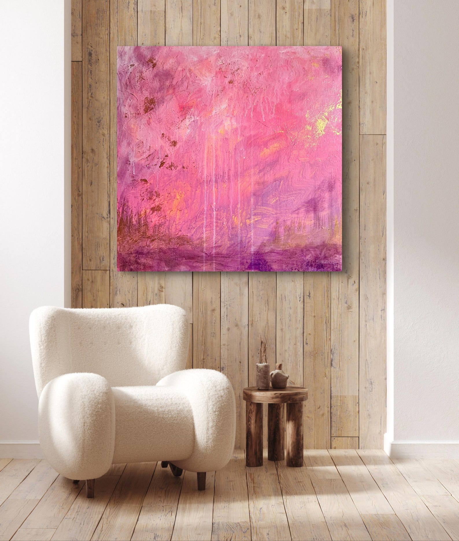 Light Pink Abstract Artwork, Extra Large Wall Painting, Minimalist ...