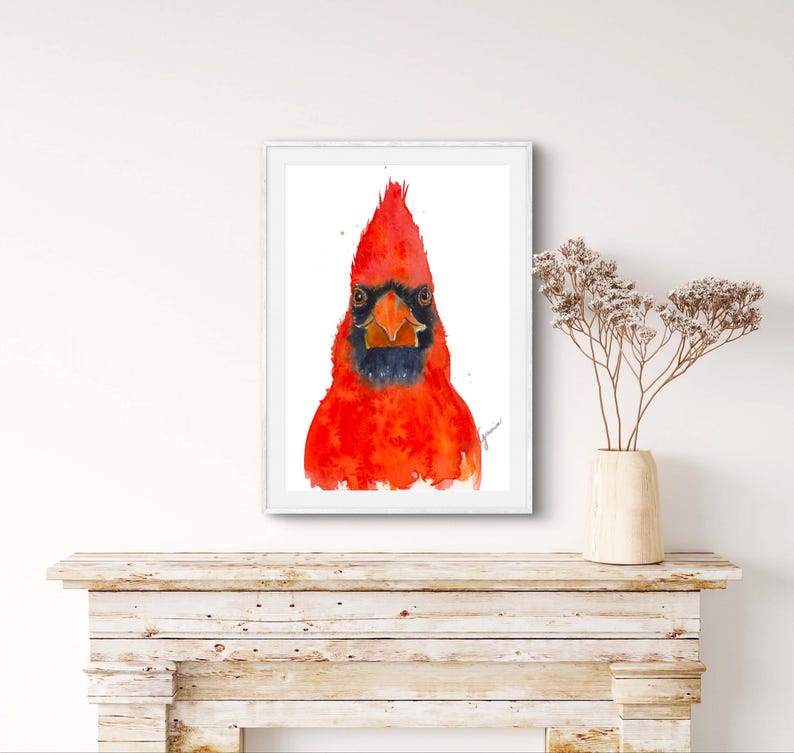 Cardinal Art Print, Cardinal Watercolor, Cardinal Wall Art, Cardinal ...