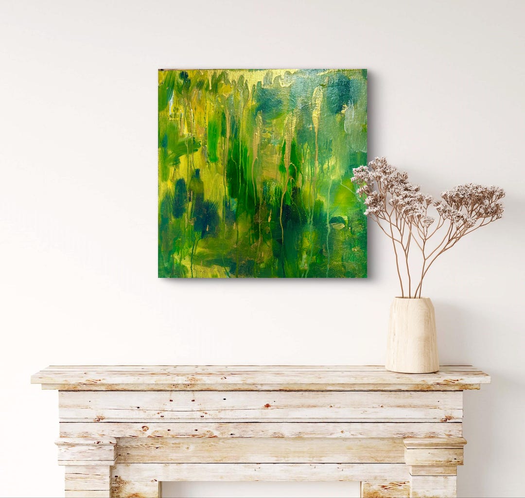 Green Abstract Original Art , Green Wall Art, Green Canvas Painting ...