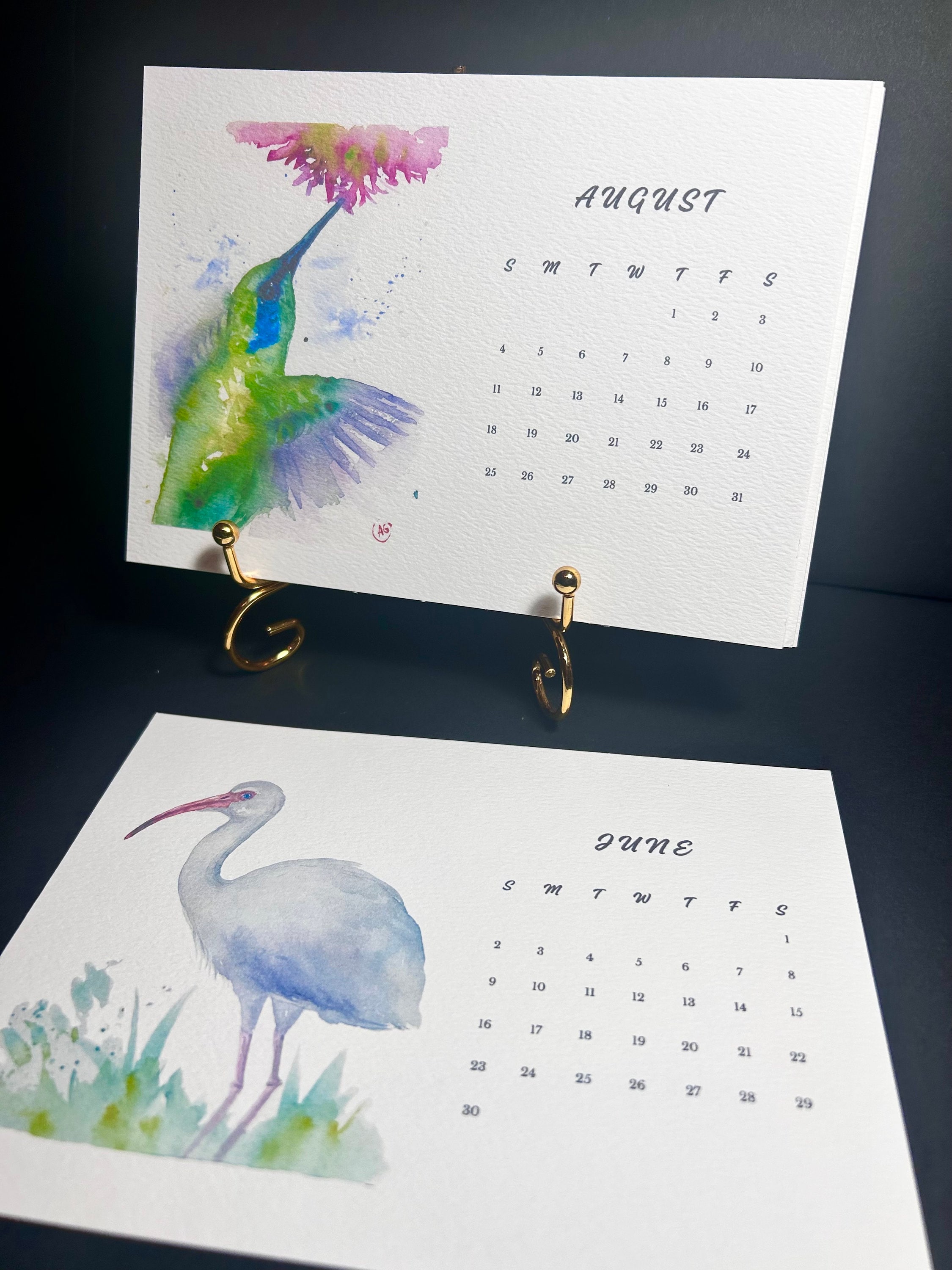 Calendar 2024, Art Calendar, Watercolor Calendar Bird, Art Birds, Birds ...