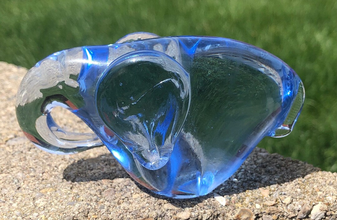 Vintage Blue Glass Elephant Paperweight - Etsy
