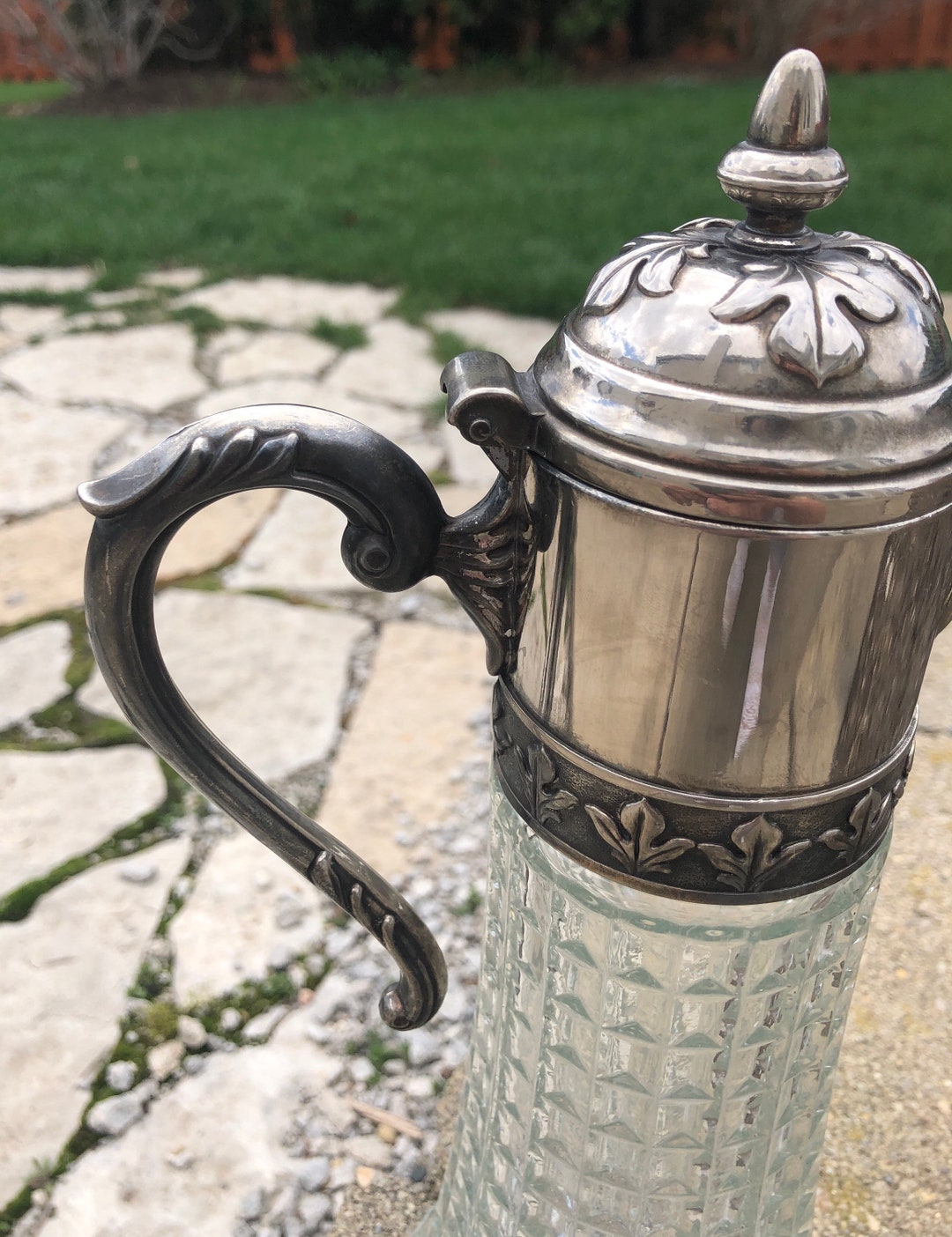 Vintage Primrose Silver & Glass Pitcher - Etsy