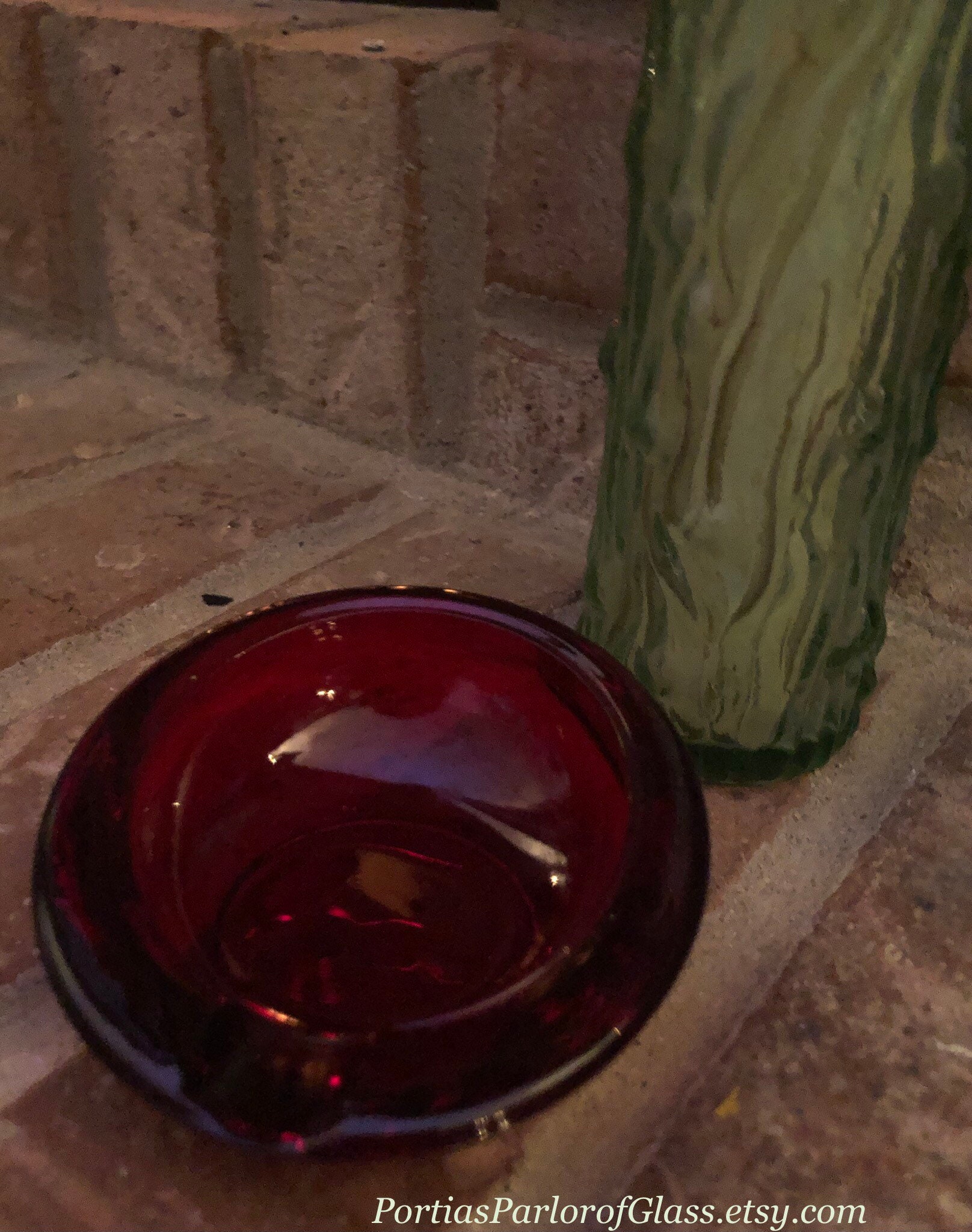 Vintage Red & Green Glass Smoke Set - Etsy