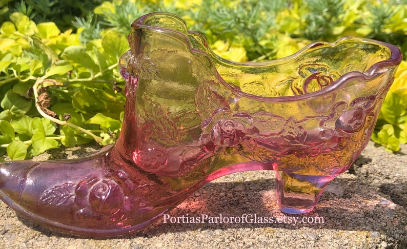 Vintage Fenton dusty Rose Pink Glass Slipper - Etsy