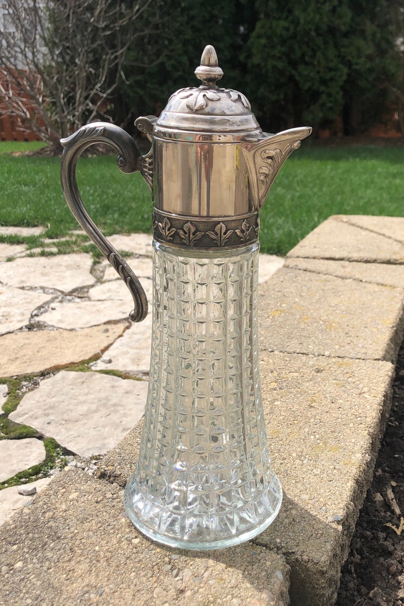 Vintage Primrose Silver & Glass Pitcher - Etsy