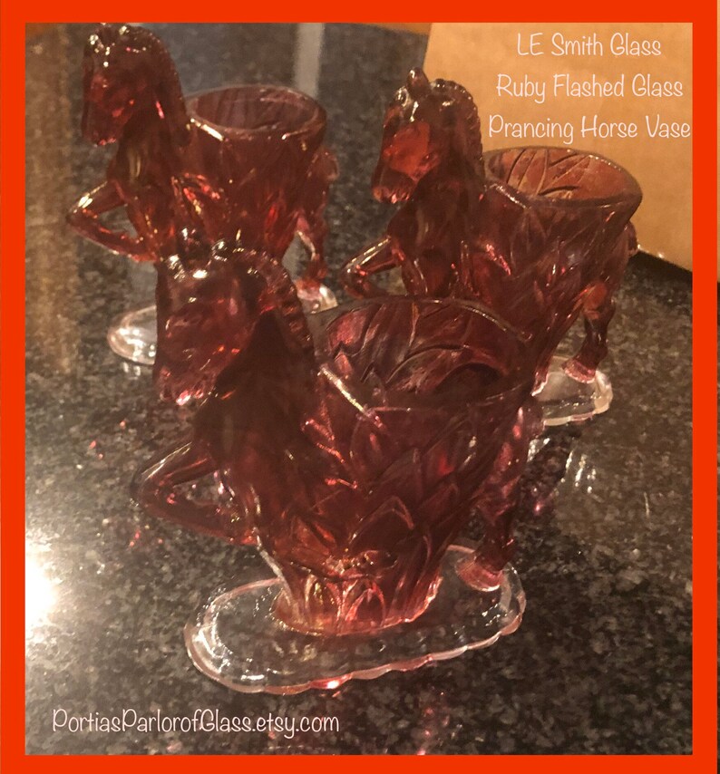 1910 EAPG Ruby Flashed Glass prancing Horse Vases/spooners | Etsy