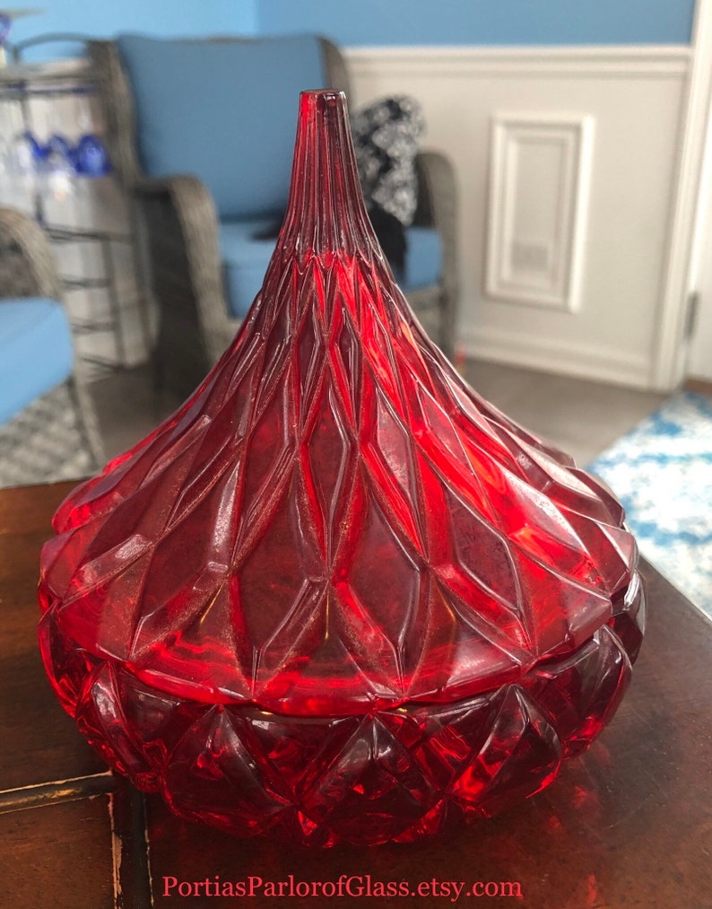 Vintage Red Cut Crystal Decorative Dish - Etsy