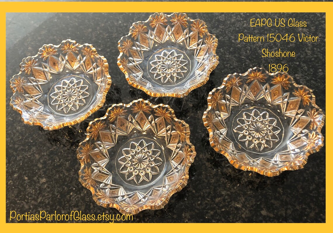 1896 EAPG US Glass Pattern 15046 Victor Shoshone Set of Four | Etsy