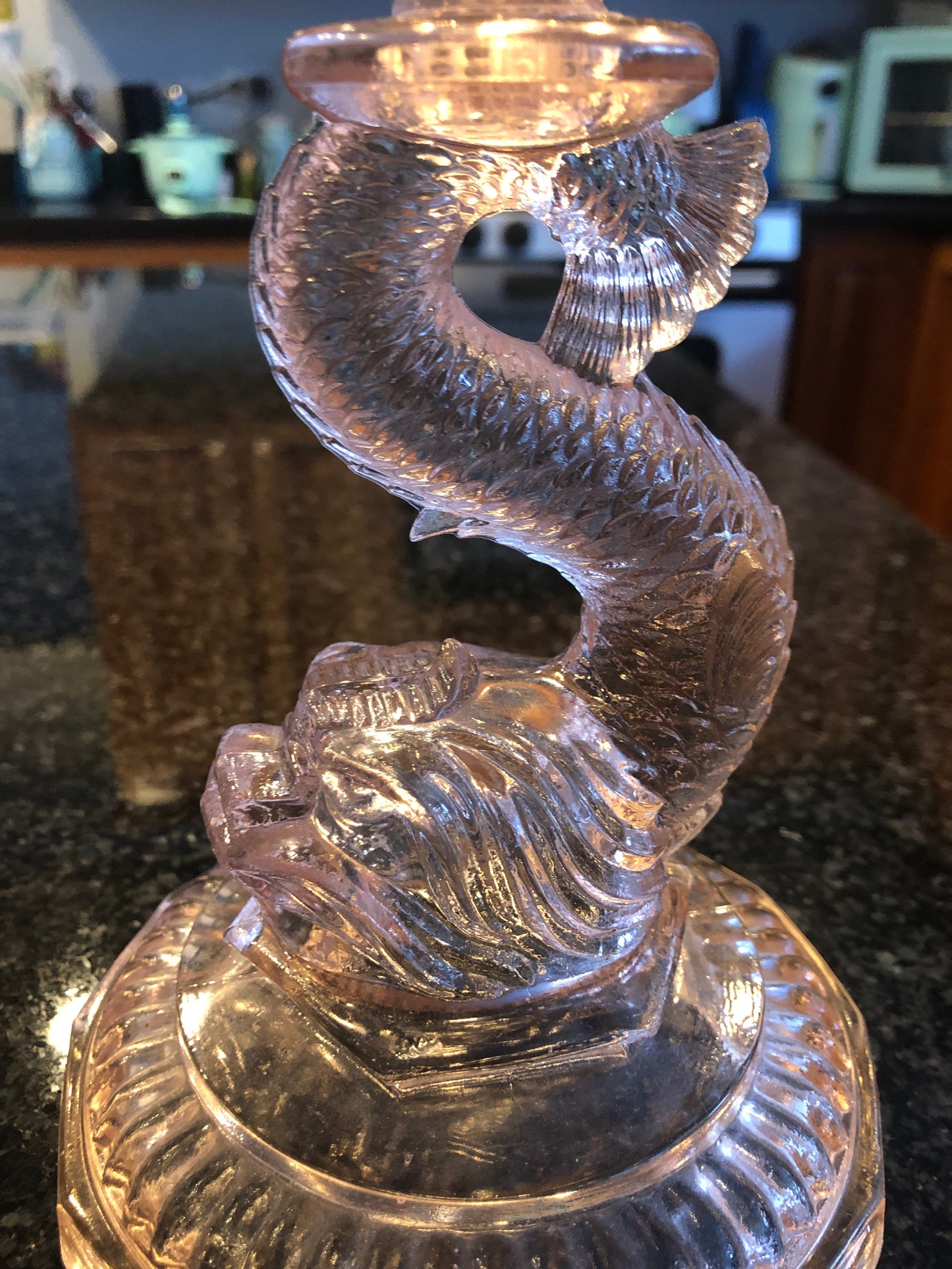 Vintage Pink Glass Koi Fish Candlestick Holder Pair Portieux | Etsy