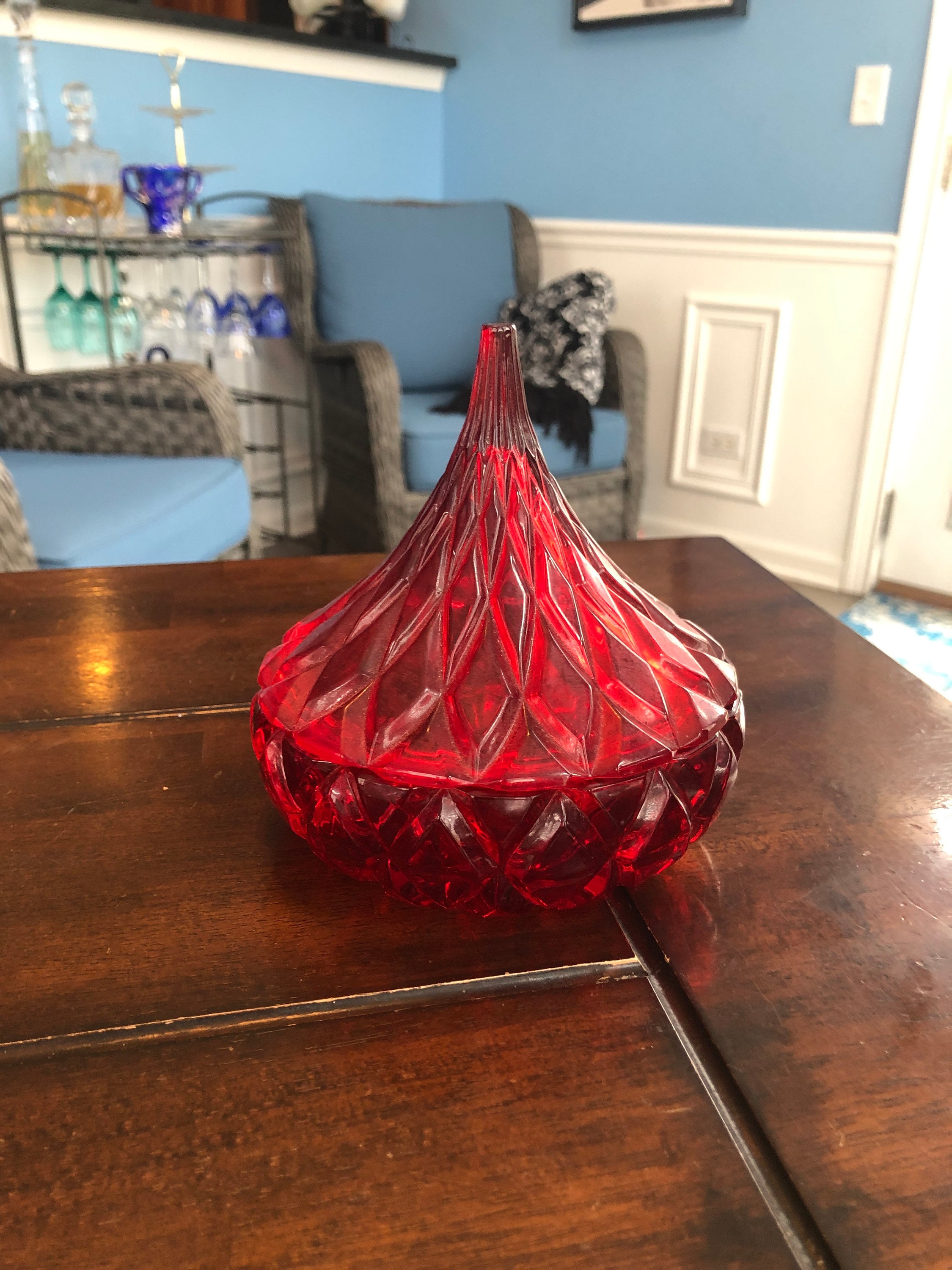 Vintage Red Cut Crystal Decorative Dish - Etsy