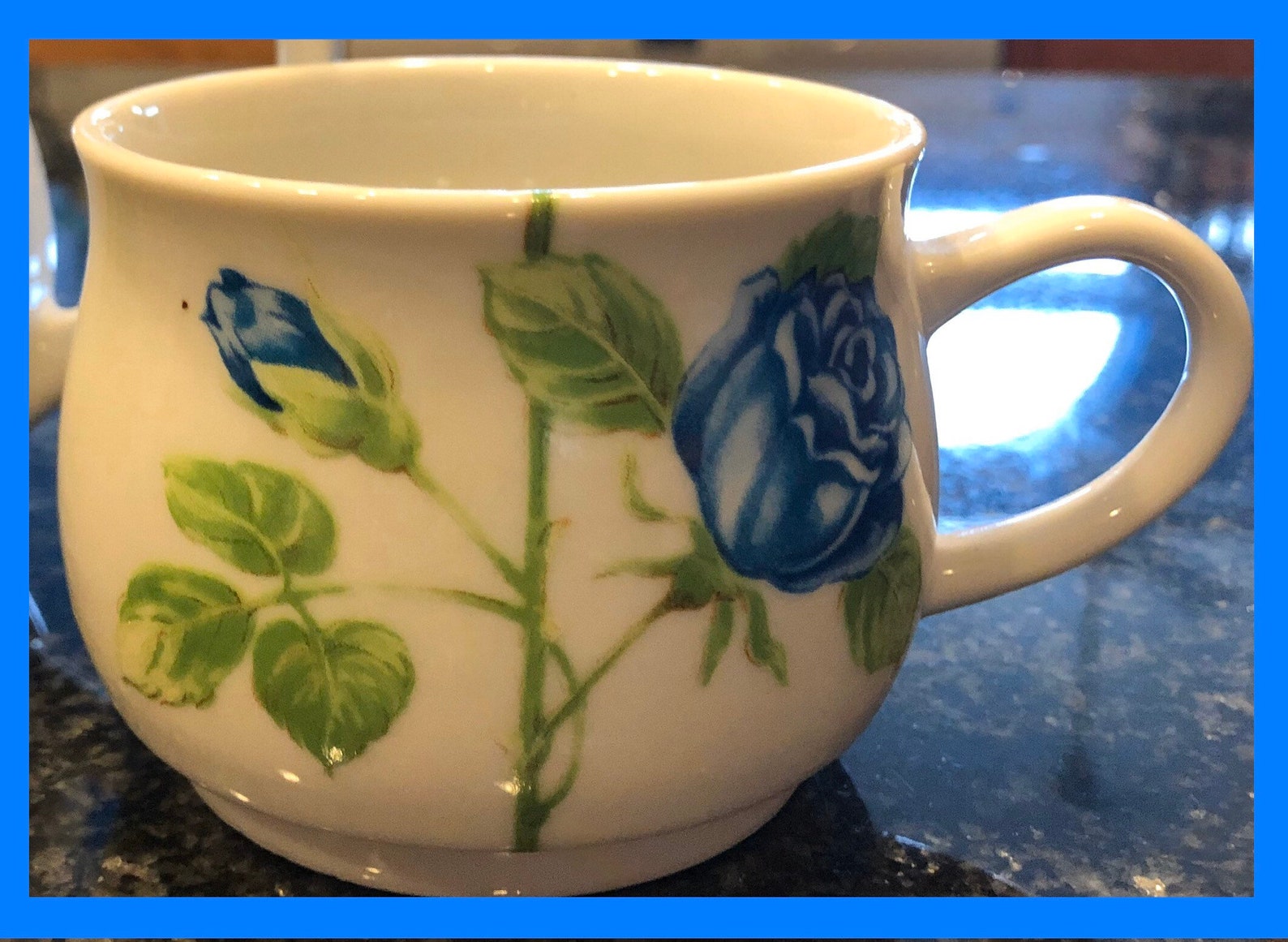 Vintage Blue Rose Teapot & 2 Tea/coffee Mugs - Etsy