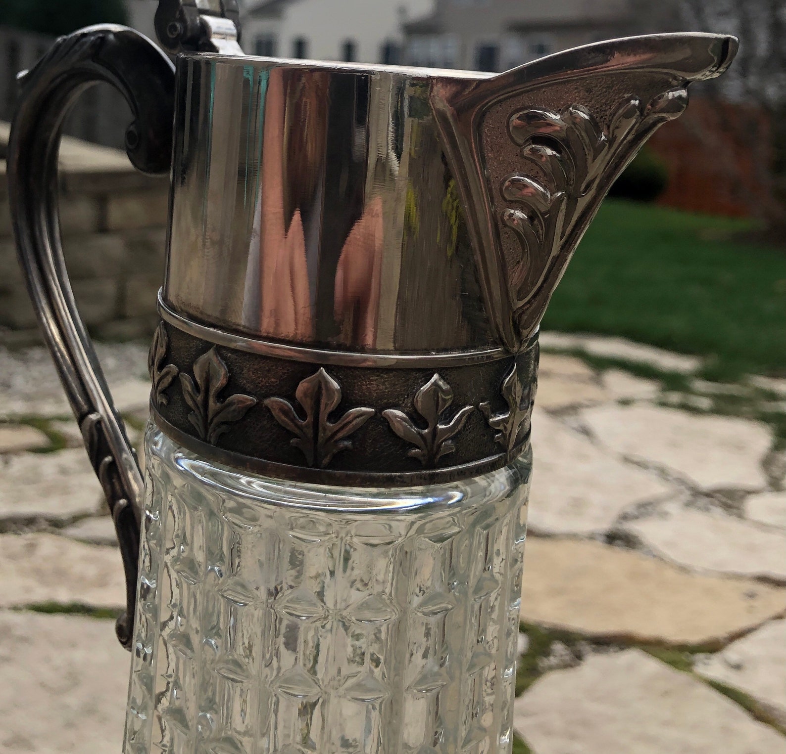Vintage Primrose Silver & Glass Pitcher - Etsy