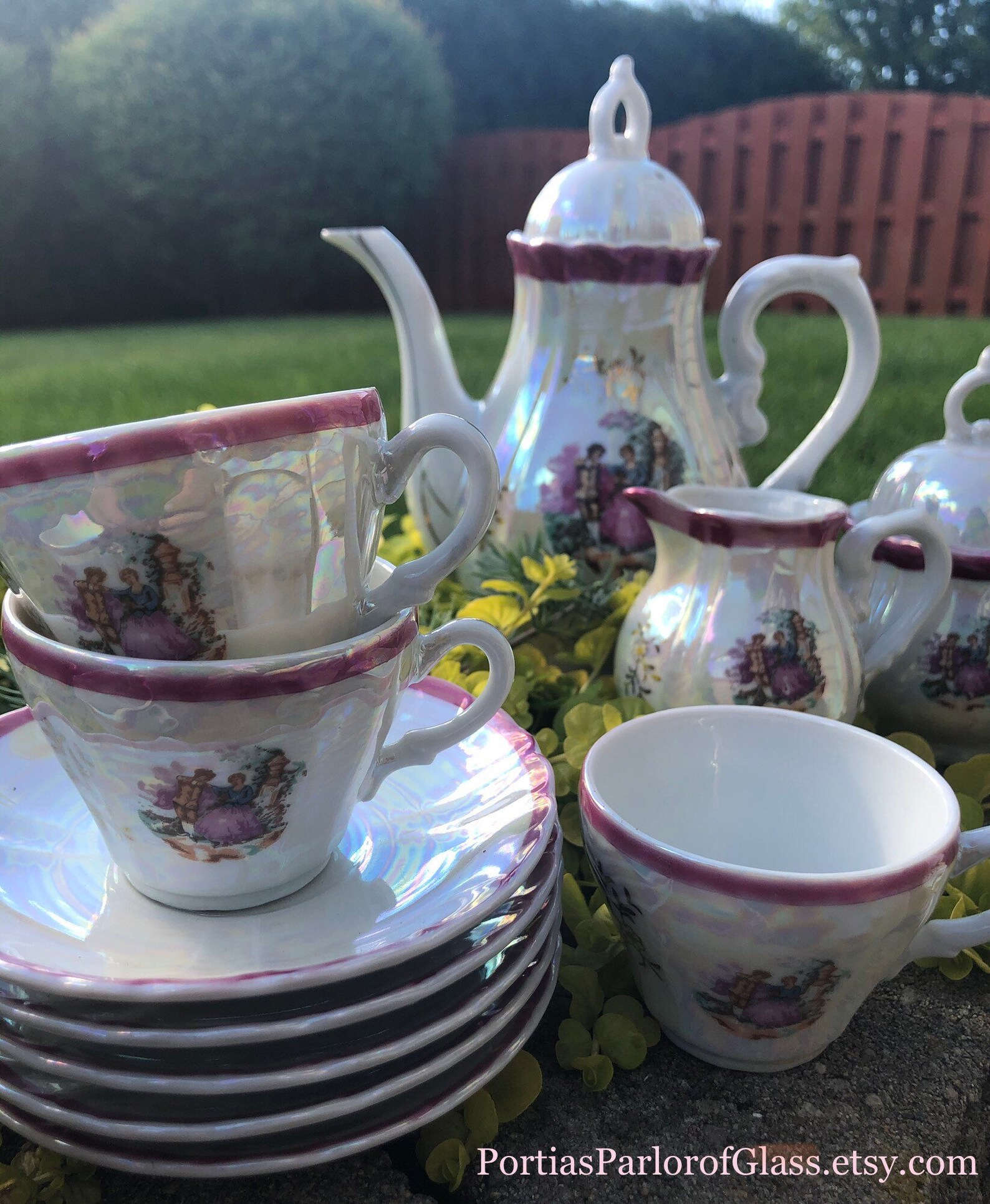Vintage Lusterware Tea Set for Five - Etsy