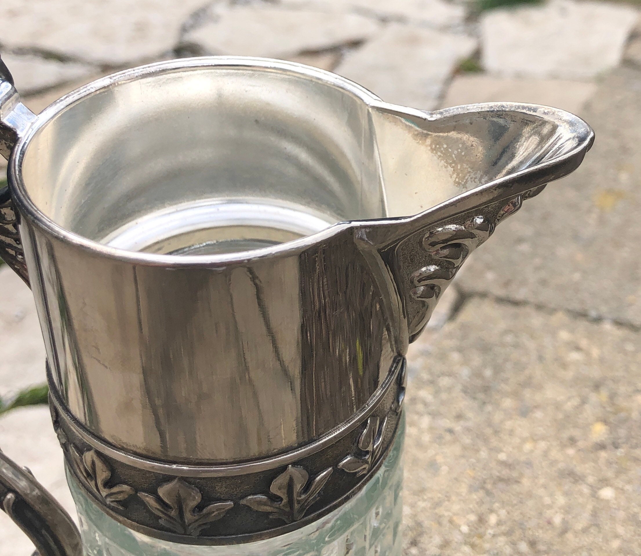 Vintage Primrose Silver & Glass Pitcher - Etsy