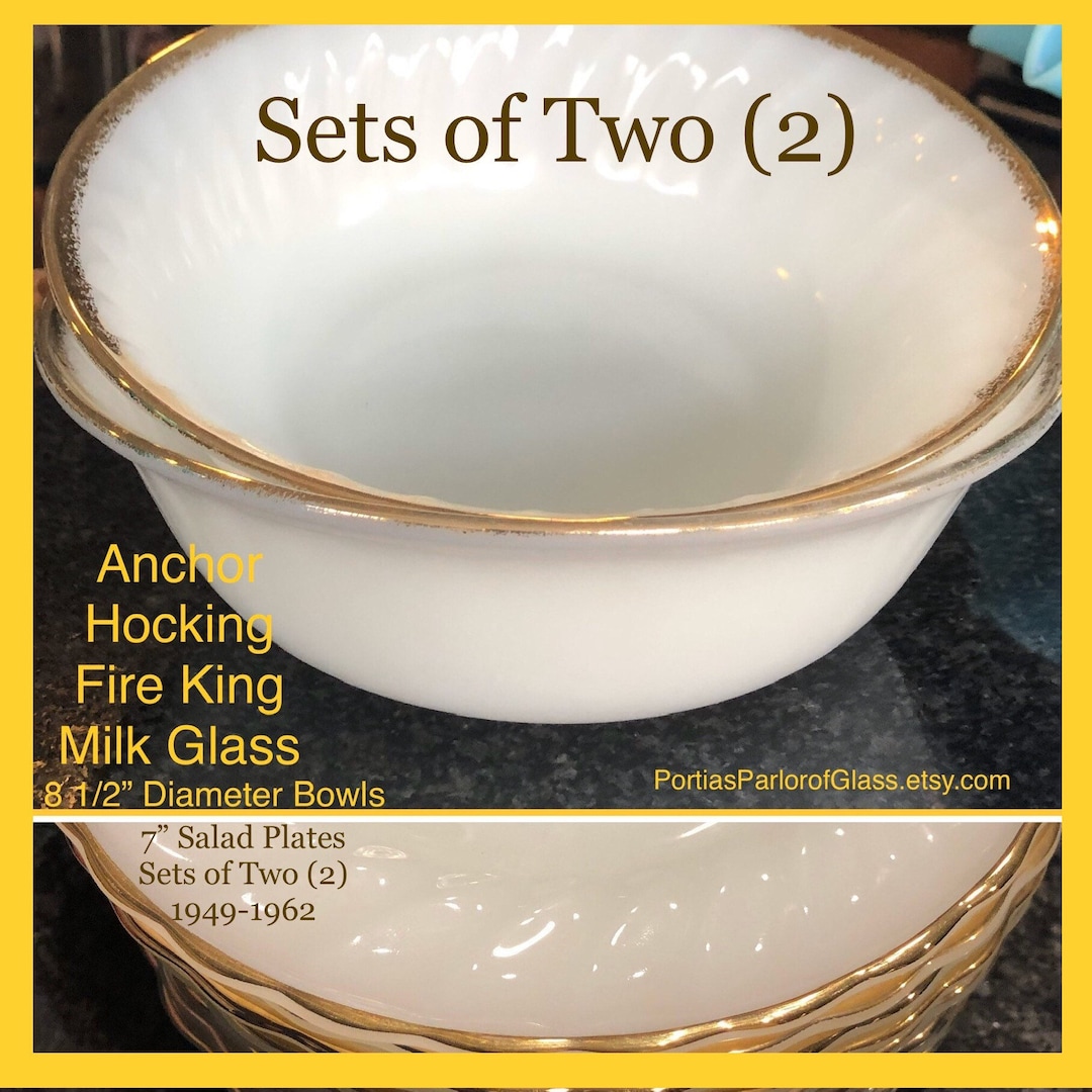 Fire King Swirl Golden Anniversary 7” Salad Plates or 8 1/4” Serving ...