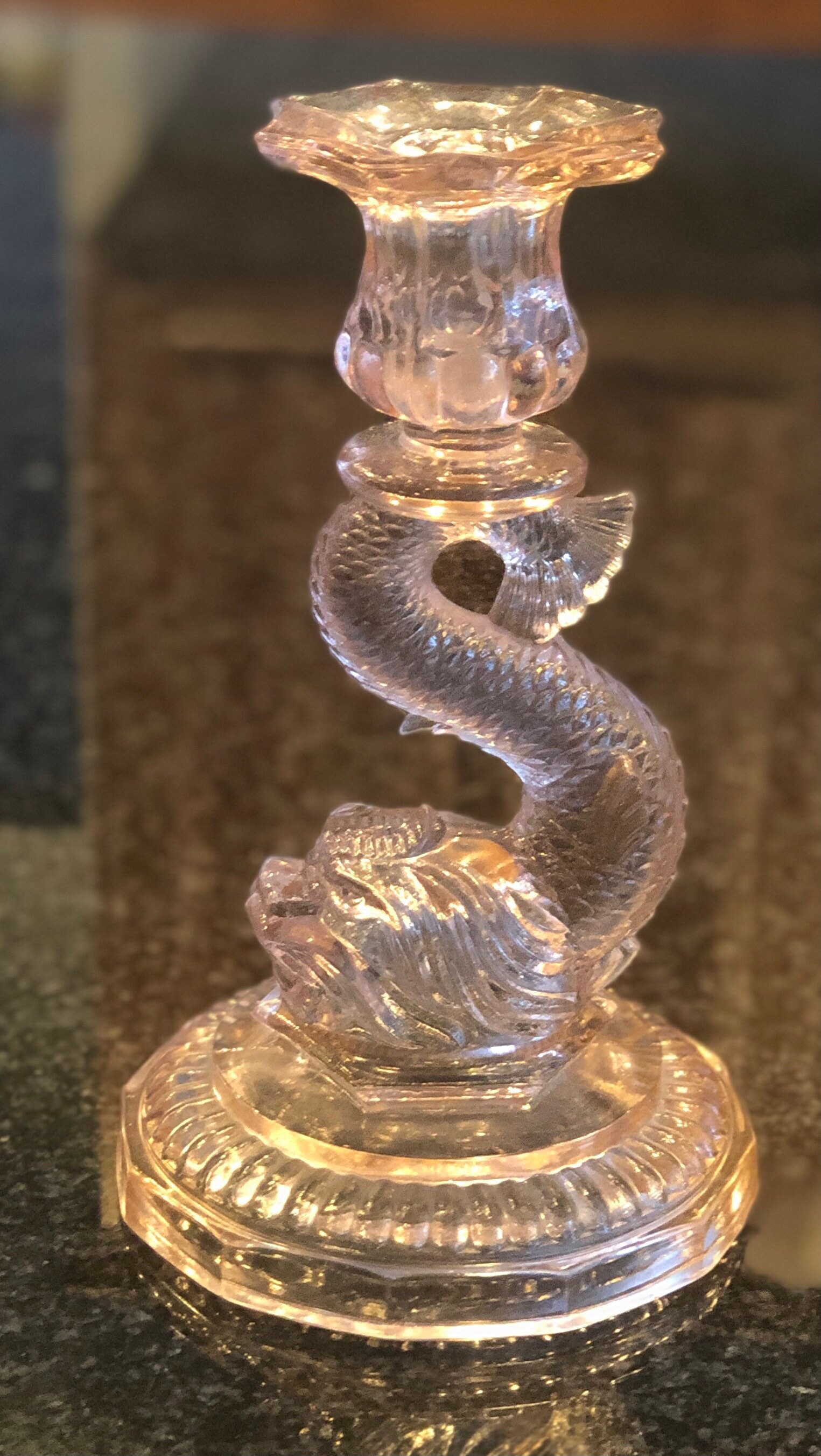 Vintage Pink Glass Koi Fish Candlestick Holder Pair Portieux - Etsy