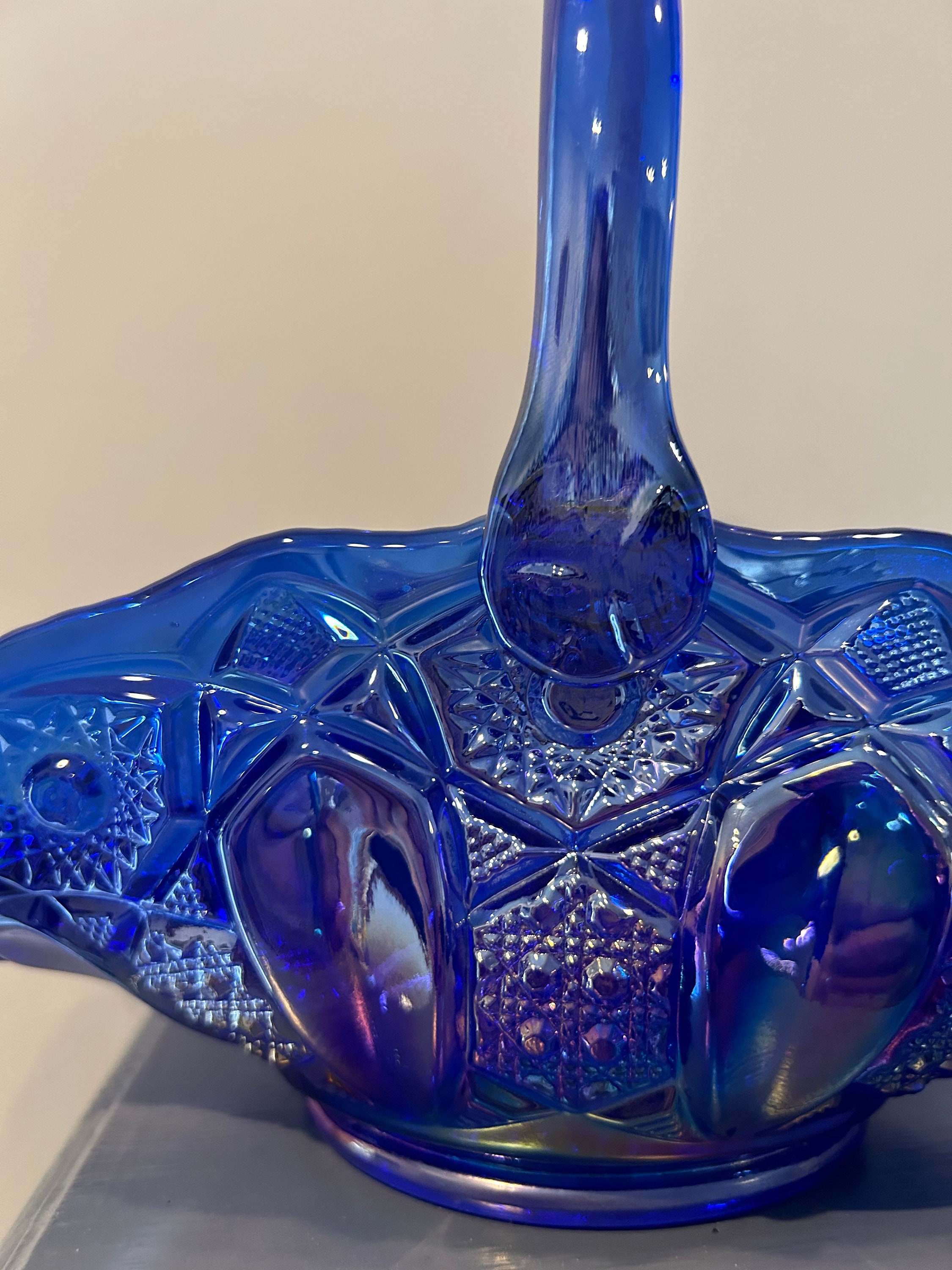 Cobalt Blue Depression Glass Basket