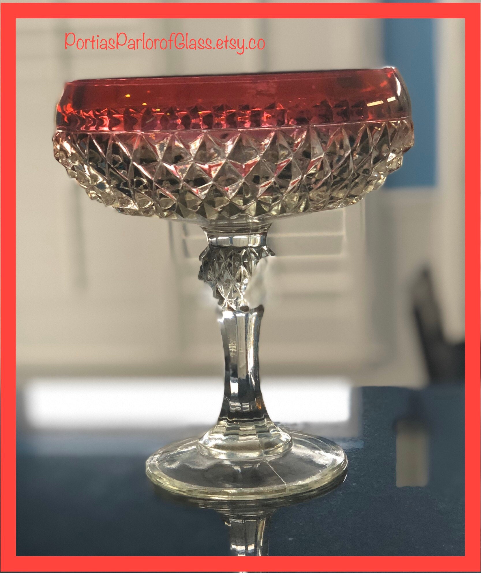 Vintage Diamond Point Ruby Candy Dish - Etsy