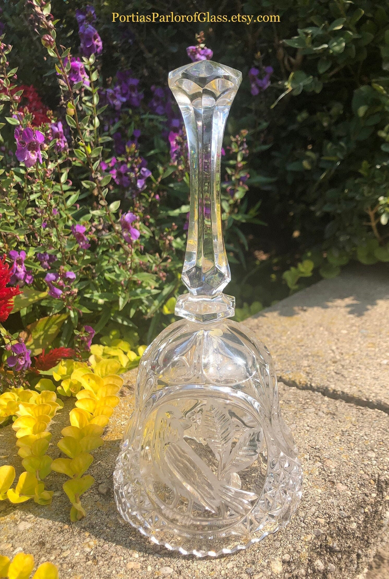 1990 Lead Crystal byrdes by Hofbauer Bell - Etsy