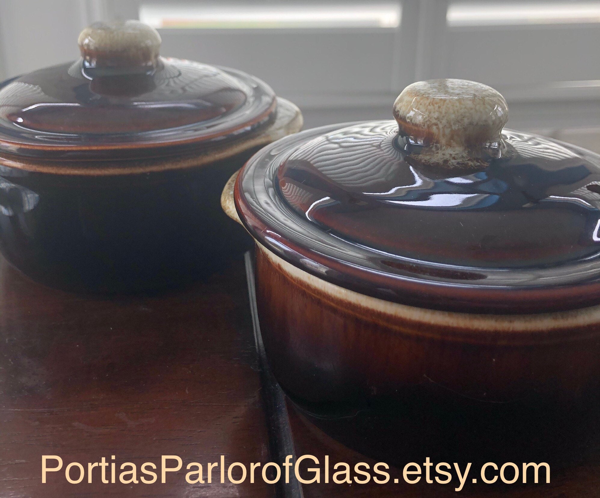 Two 2 Vintage Brown Drip Bean Crocks - Etsy