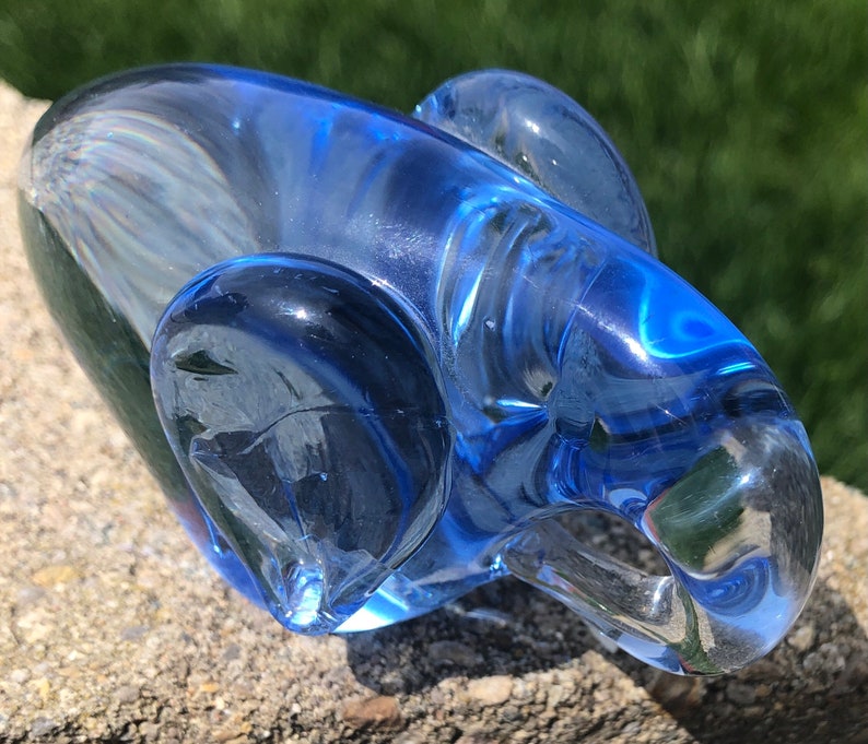 Vintage Blue Glass Elephant Paperweight - Etsy