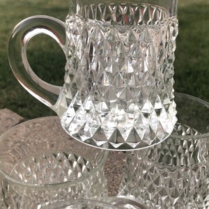 Set of Four (4) Diamond Point Glass Mugs - Etsy