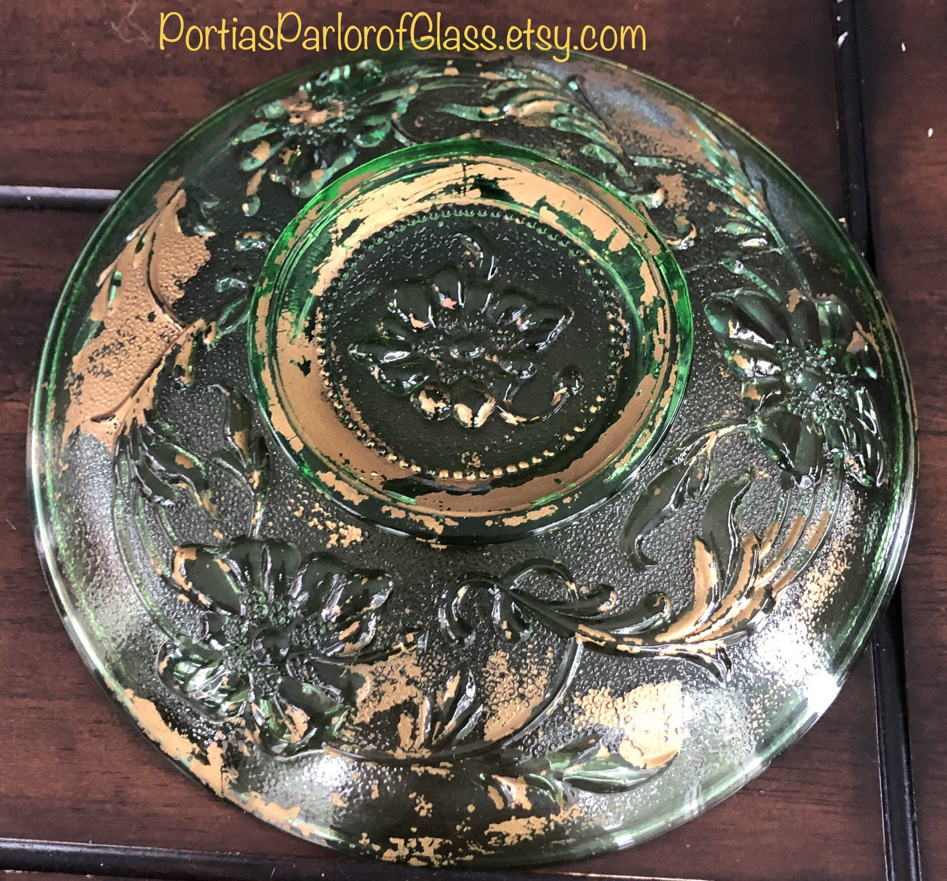 1908 Antique Green Northwoods poppy Goofus Glass Bowl - Etsy