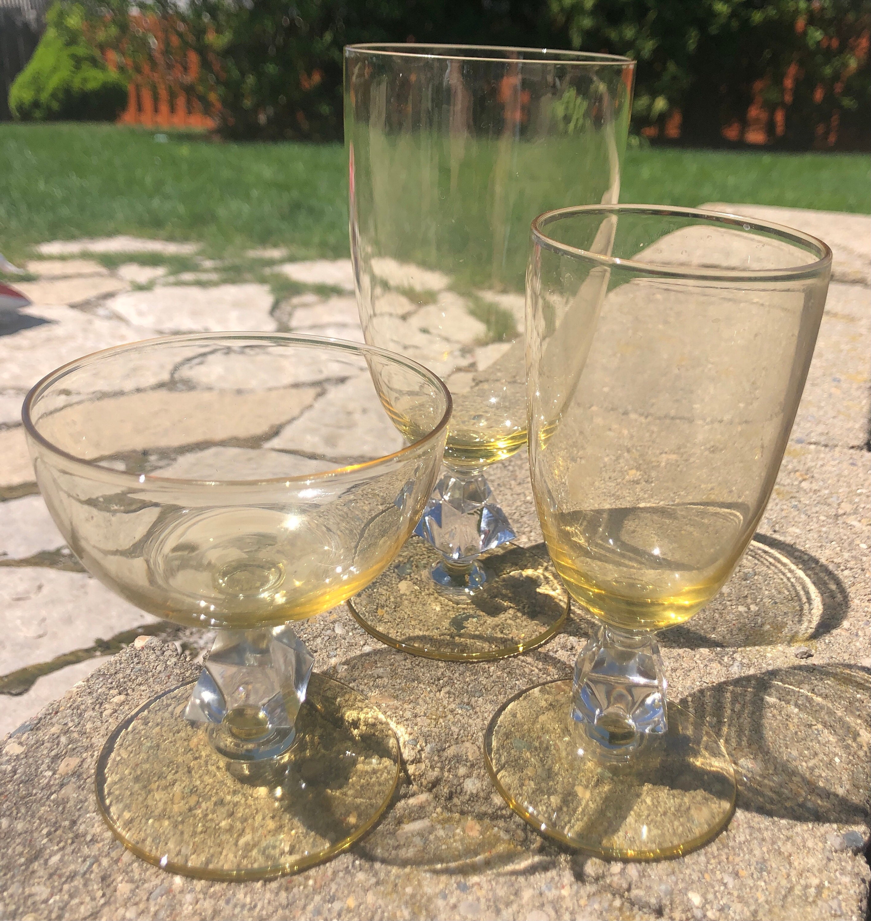Vintage Yellow Bryce Crystal 4 Goblet Set - Etsy