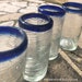 Set of 4 Handblown Clear Glass blue Rim Tumblers - Etsy