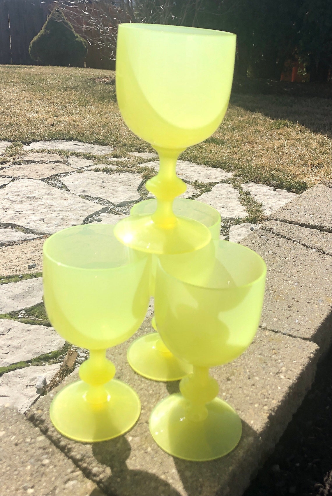 Portieux Vallerysthal Yellow Opaline Water Glass Goblets - Etsy