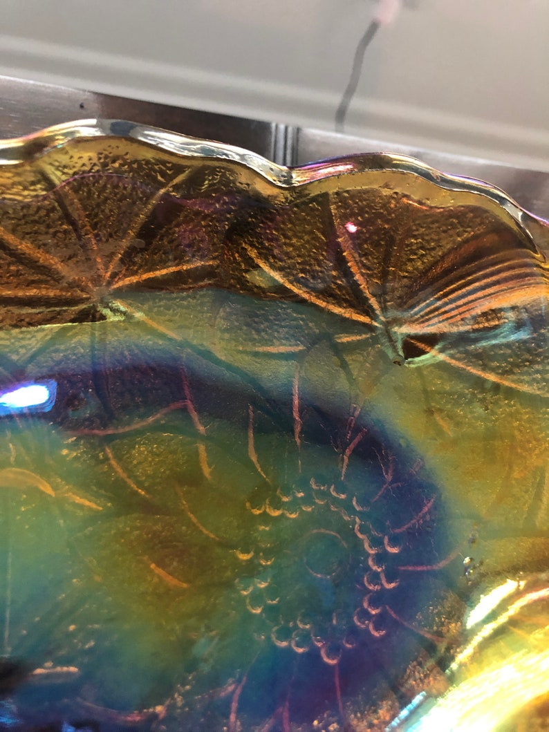 Amber or Marigold Carnival Glass Lily Pons Pickle Dish - Etsy