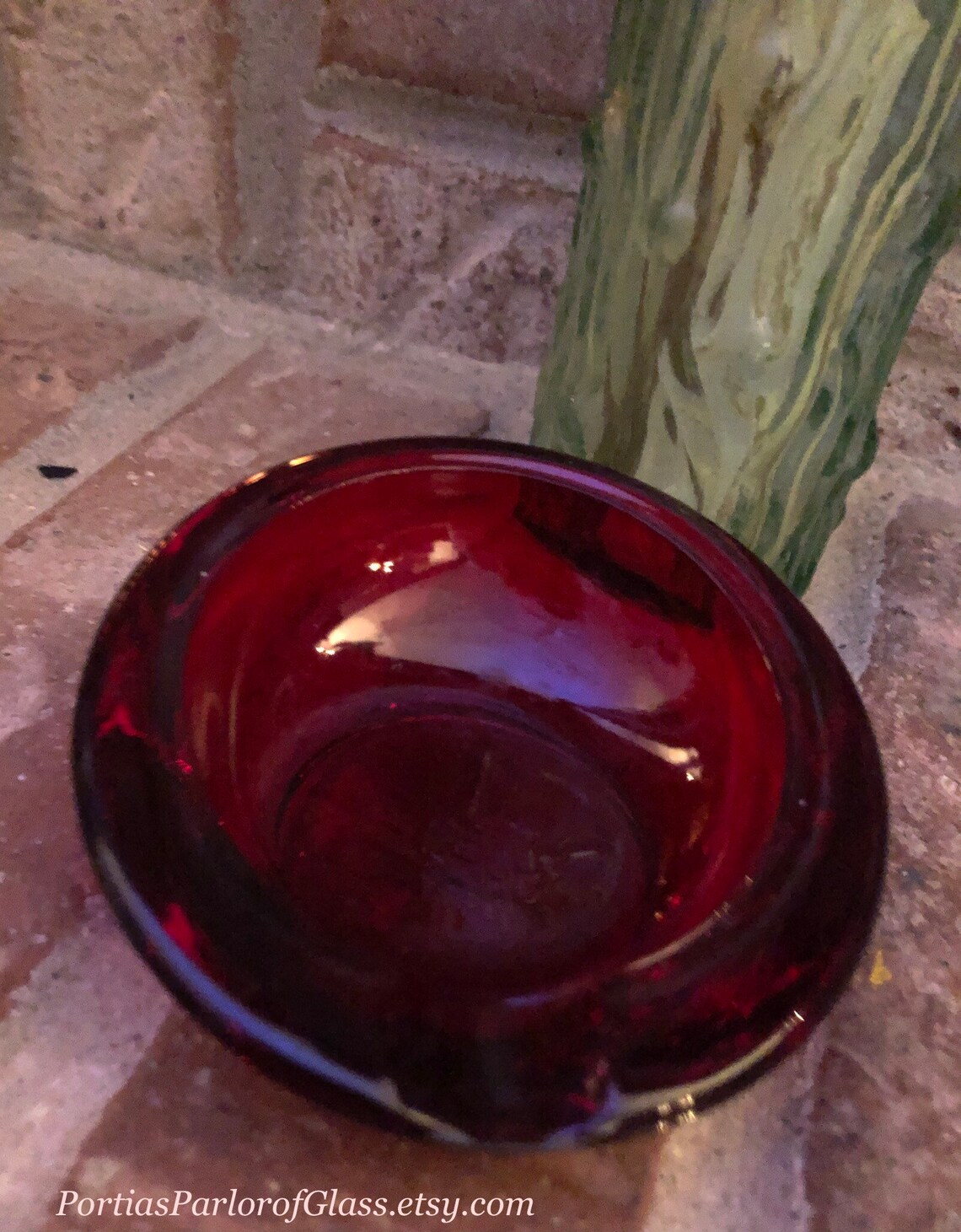 Vintage Red & Green Glass Smoke Set | Etsy