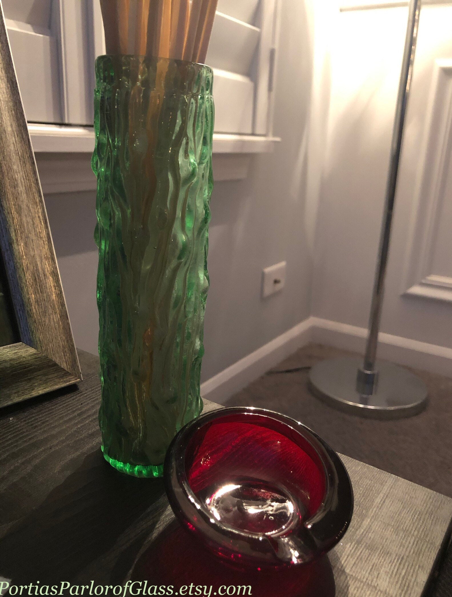 Vintage Red & Green Glass Smoke Set - Etsy