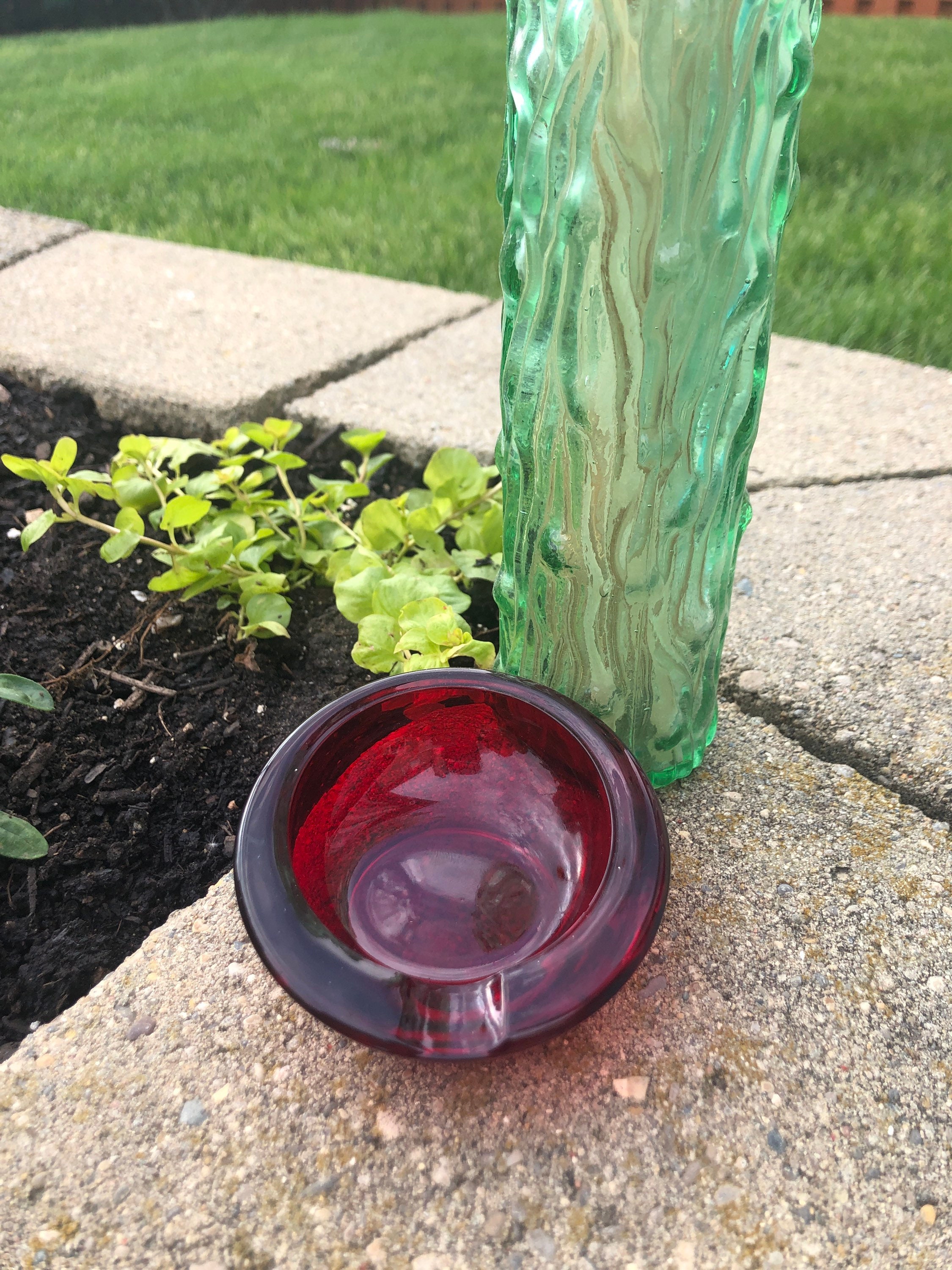 Vintage Red & Green Glass Smoke Set - Etsy