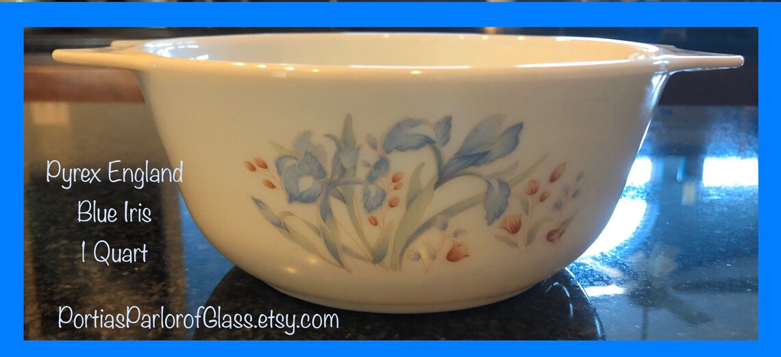 Pyrex England/ Corelle Blue Iris (shadow Iris) Milk Glass - Etsy