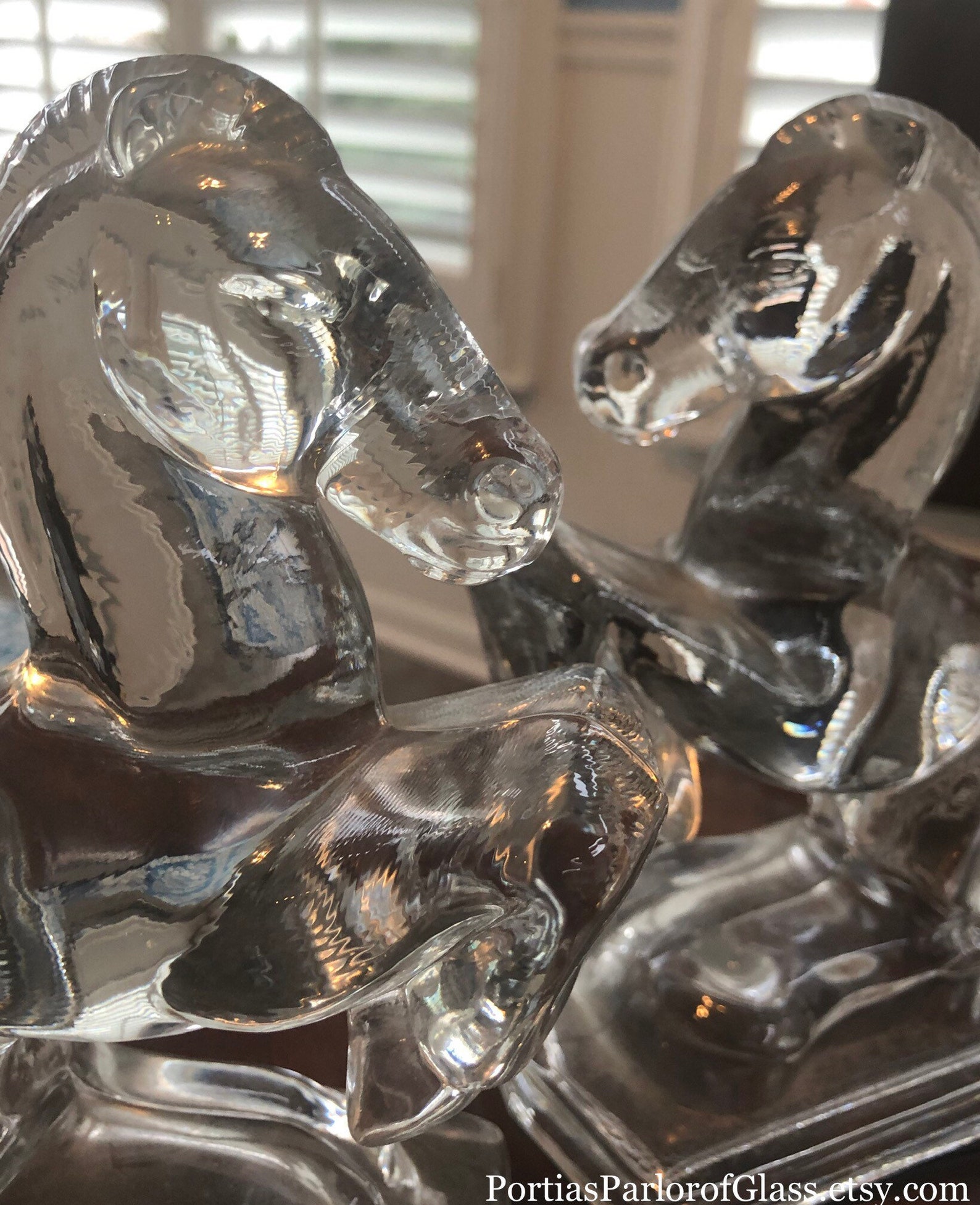 Vintage Smith Glass Rearing Horses Glass Bookends | Etsy