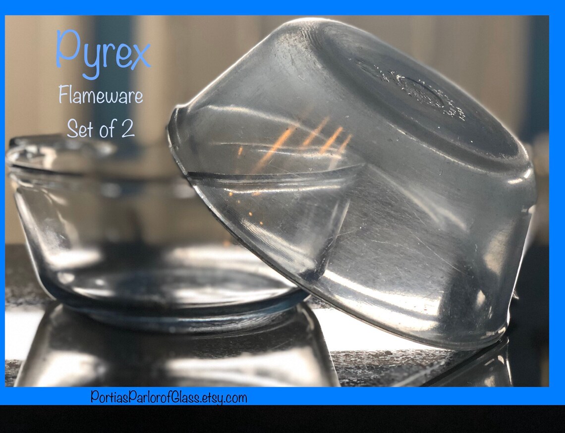 1930s Pyrex Flameware 1 Quart Blue Tinted Glass Bowl Set 832-B - Etsy