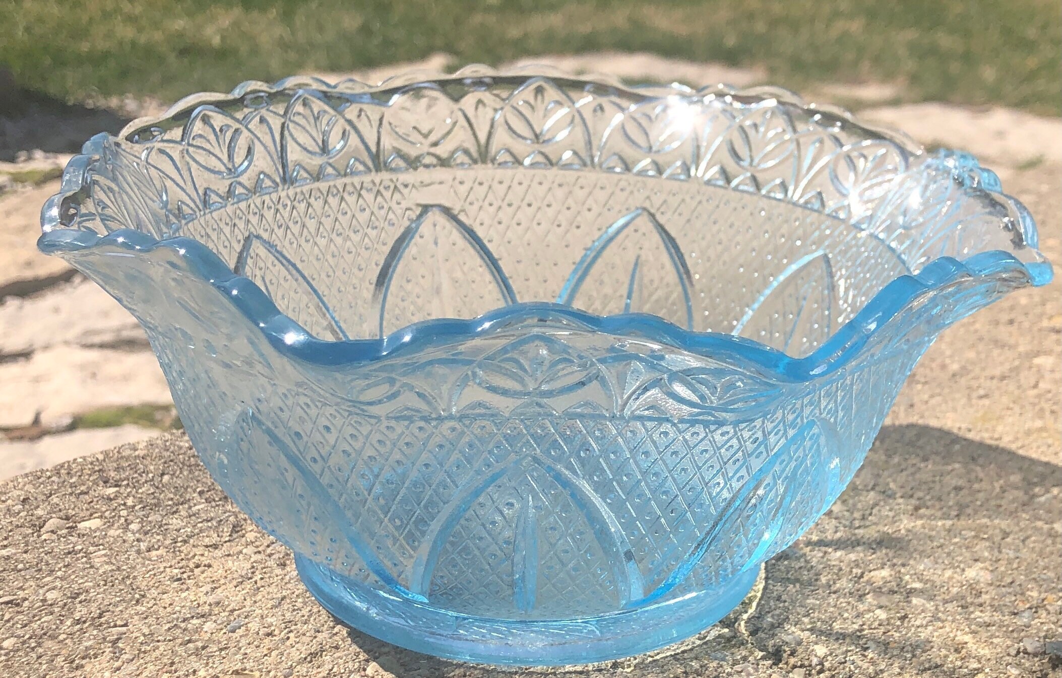 Vintage Princess House capri Blue Glass Bowl - Etsy