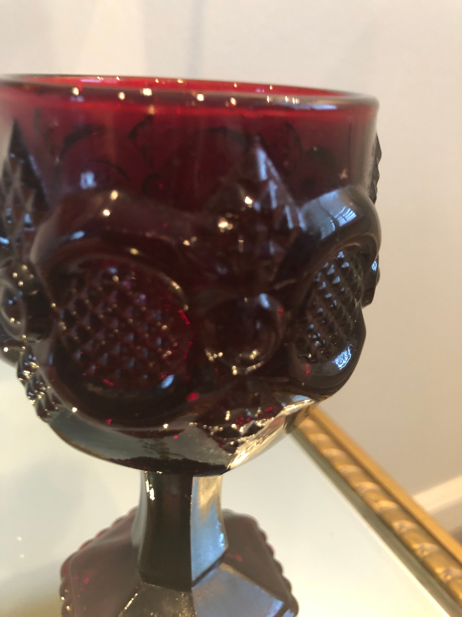 1980s AVON Ruby Red Glass Mini Goblet Sets - Etsy