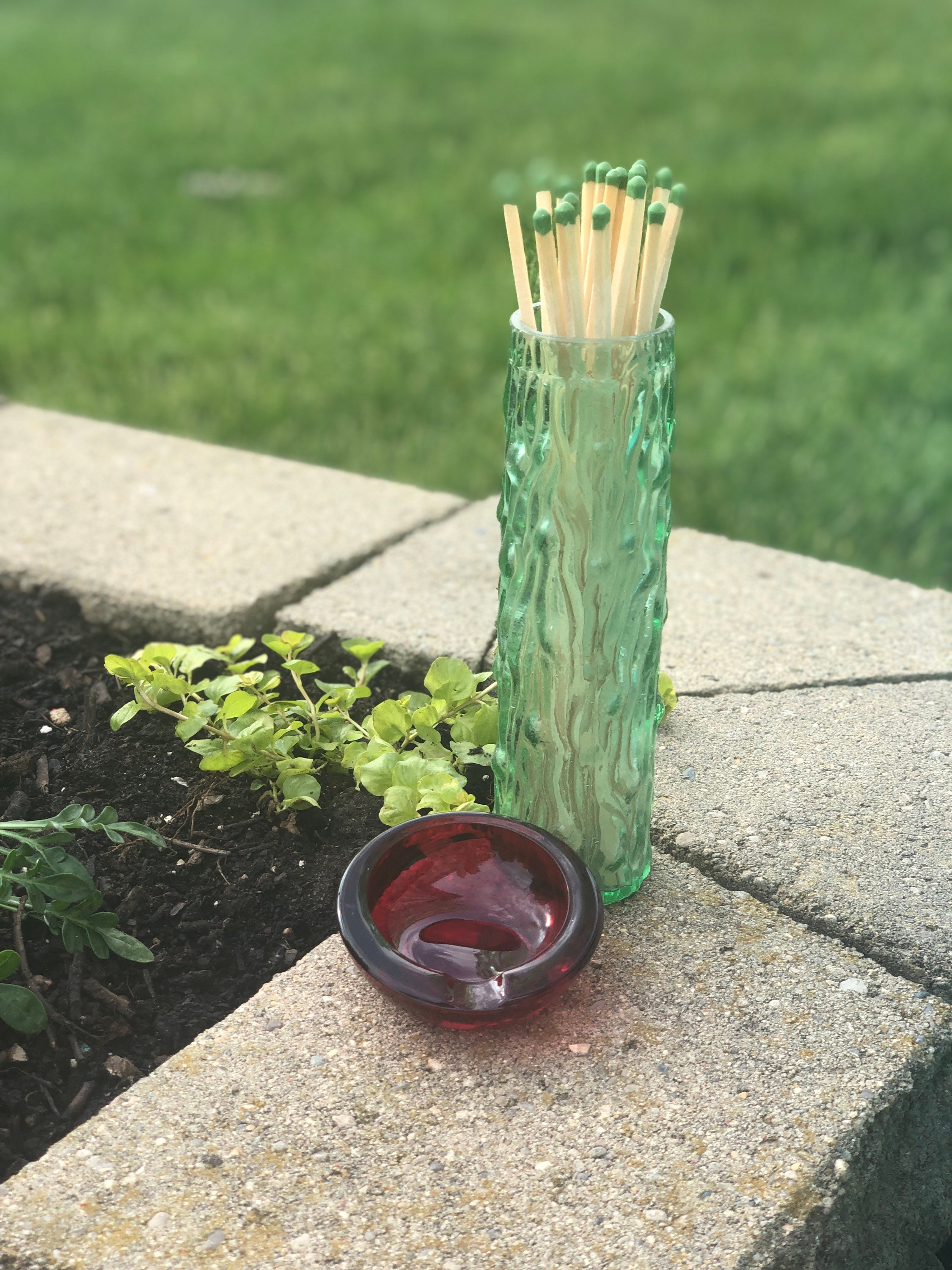 Vintage Red & Green Glass Smoke Set | Etsy