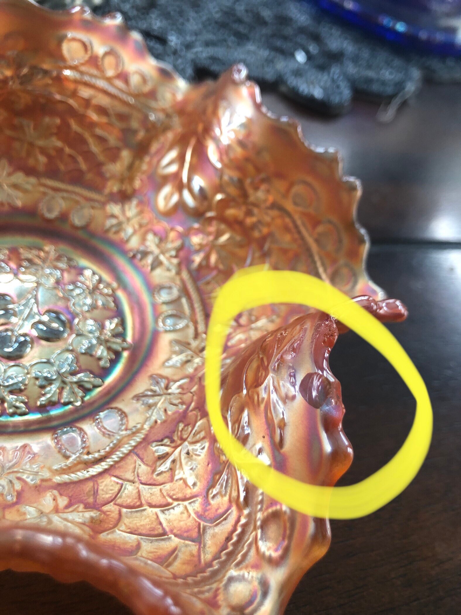 1914 Fenton cherry Chain Marigold Carnival Glass 6 Berry - Etsy