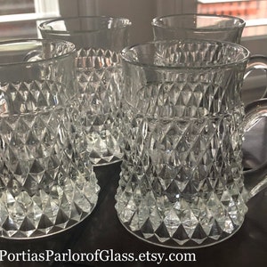 Set of Four (4) Diamond Point Glass Mugs - Etsy