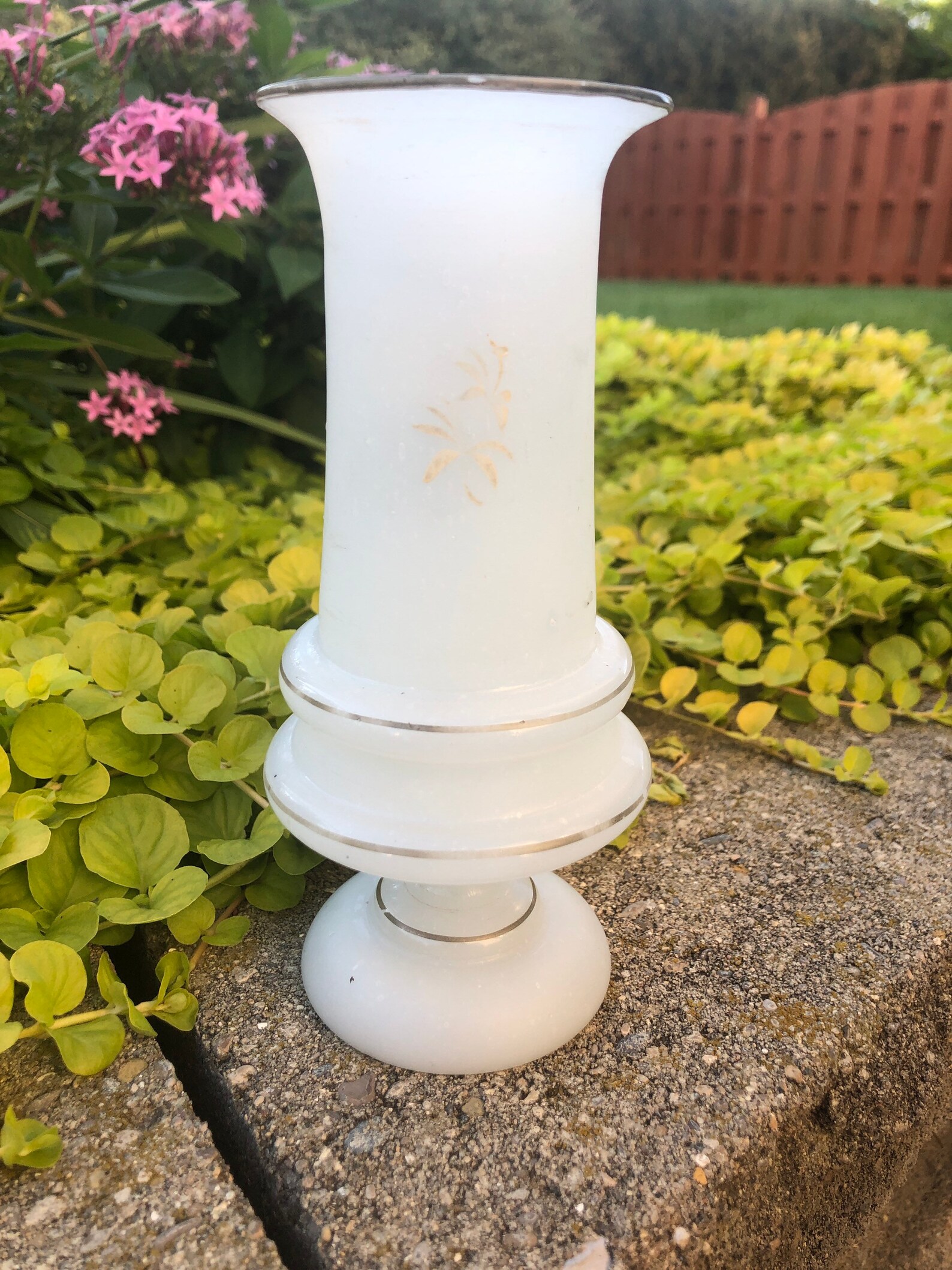 Victorian White Hand-painted Glass Bristol Vase - Etsy