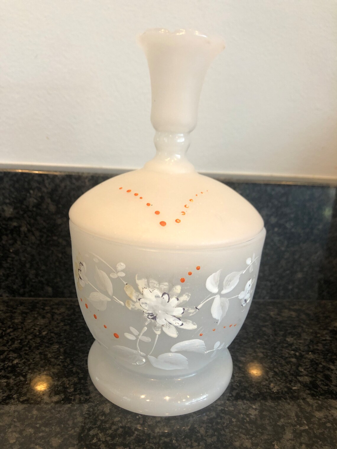 Victorian Bristol Glass Powder Box/jar hand Painted Floral - Etsy