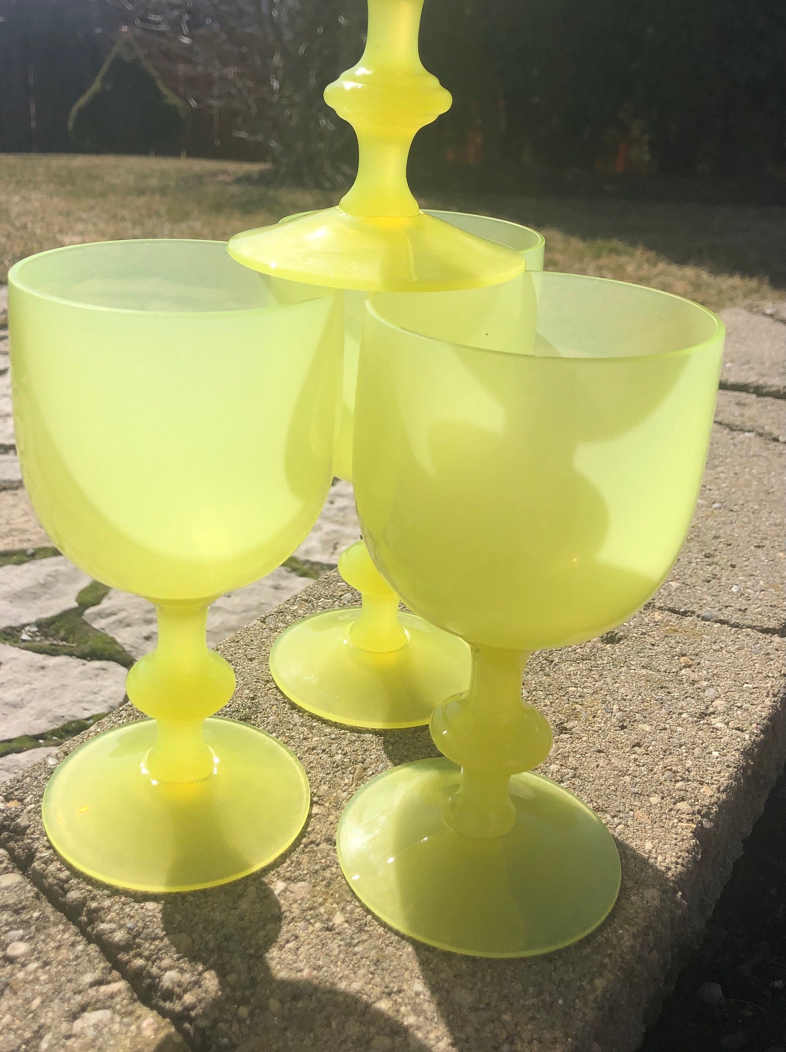 Portieux Vallerysthal Yellow Opaline Water Glass Goblets - Etsy