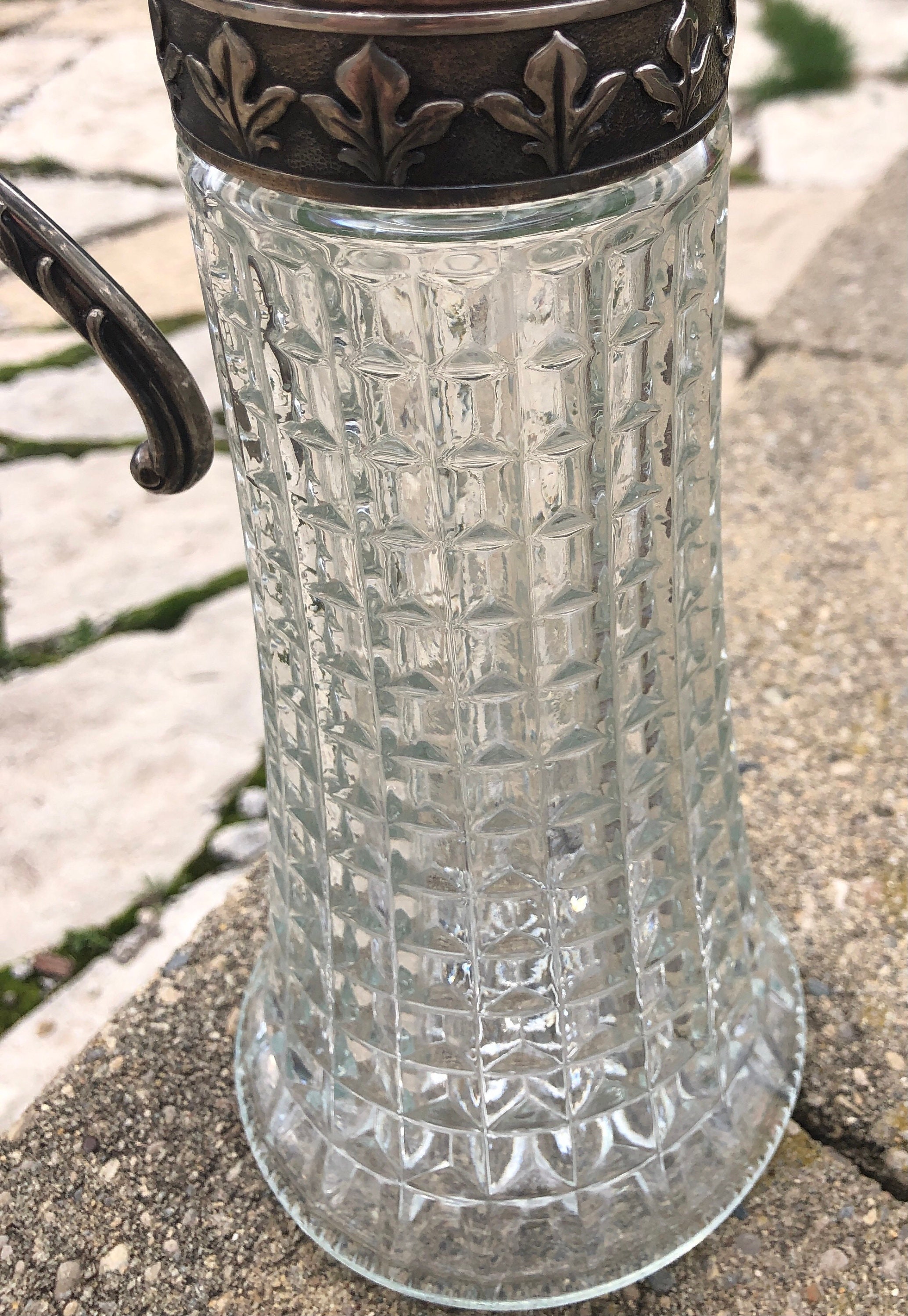 Vintage Primrose Silver & Glass Pitcher - Etsy