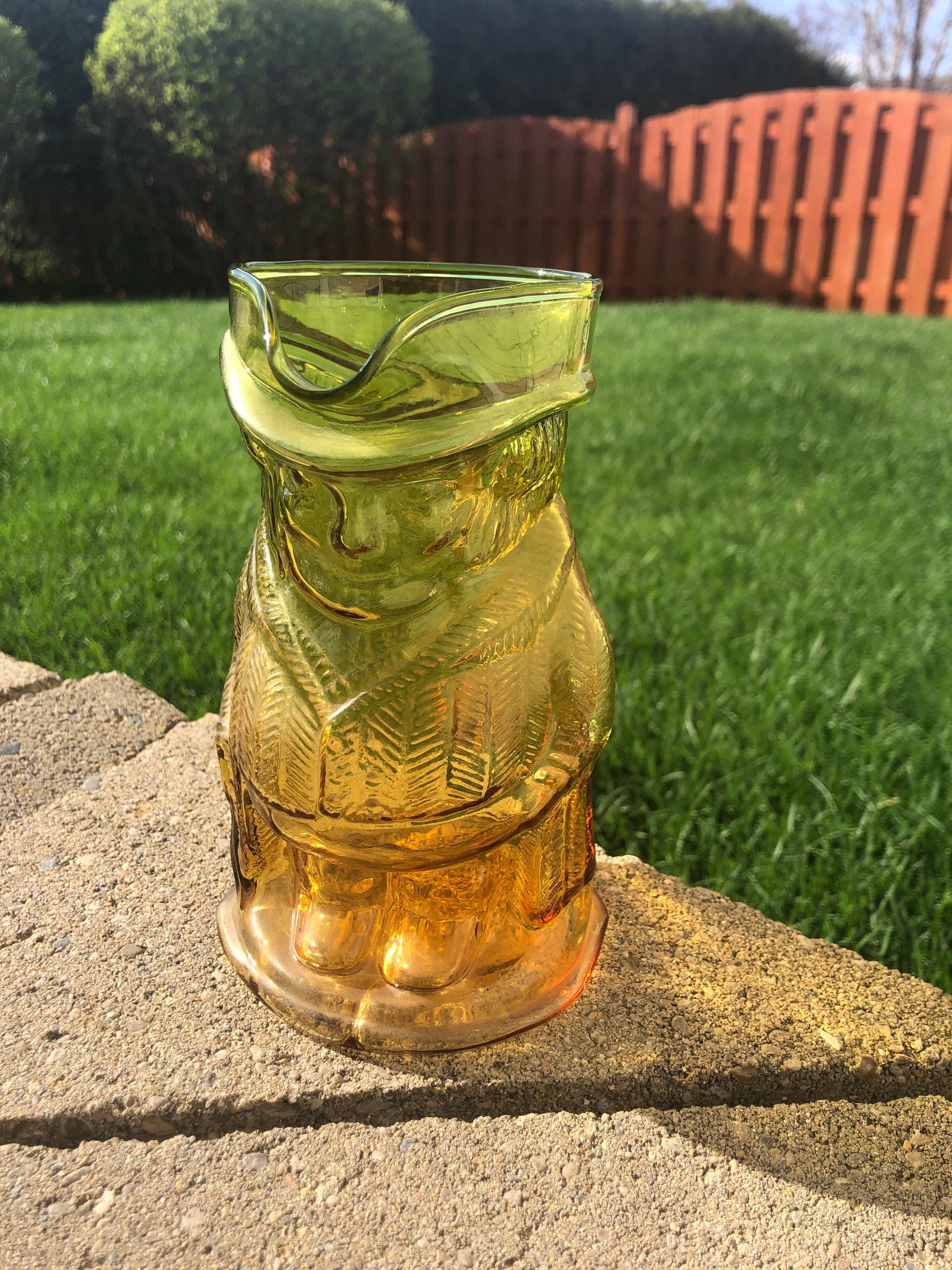 1950s Kanawha Amber/green Glass toby Friar Pitcher - Etsy