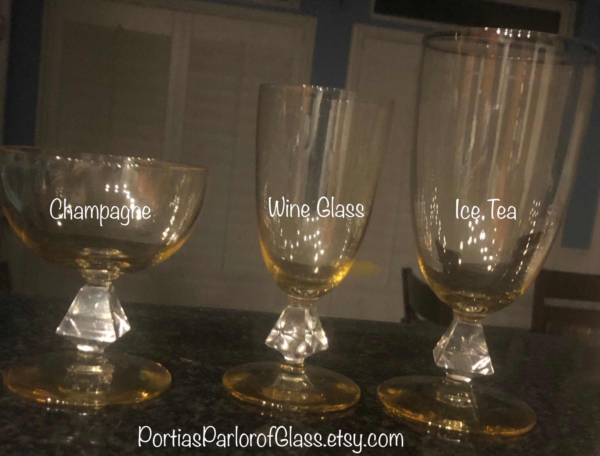 Vintage Yellow Bryce Crystal 4 Goblet Set - Etsy