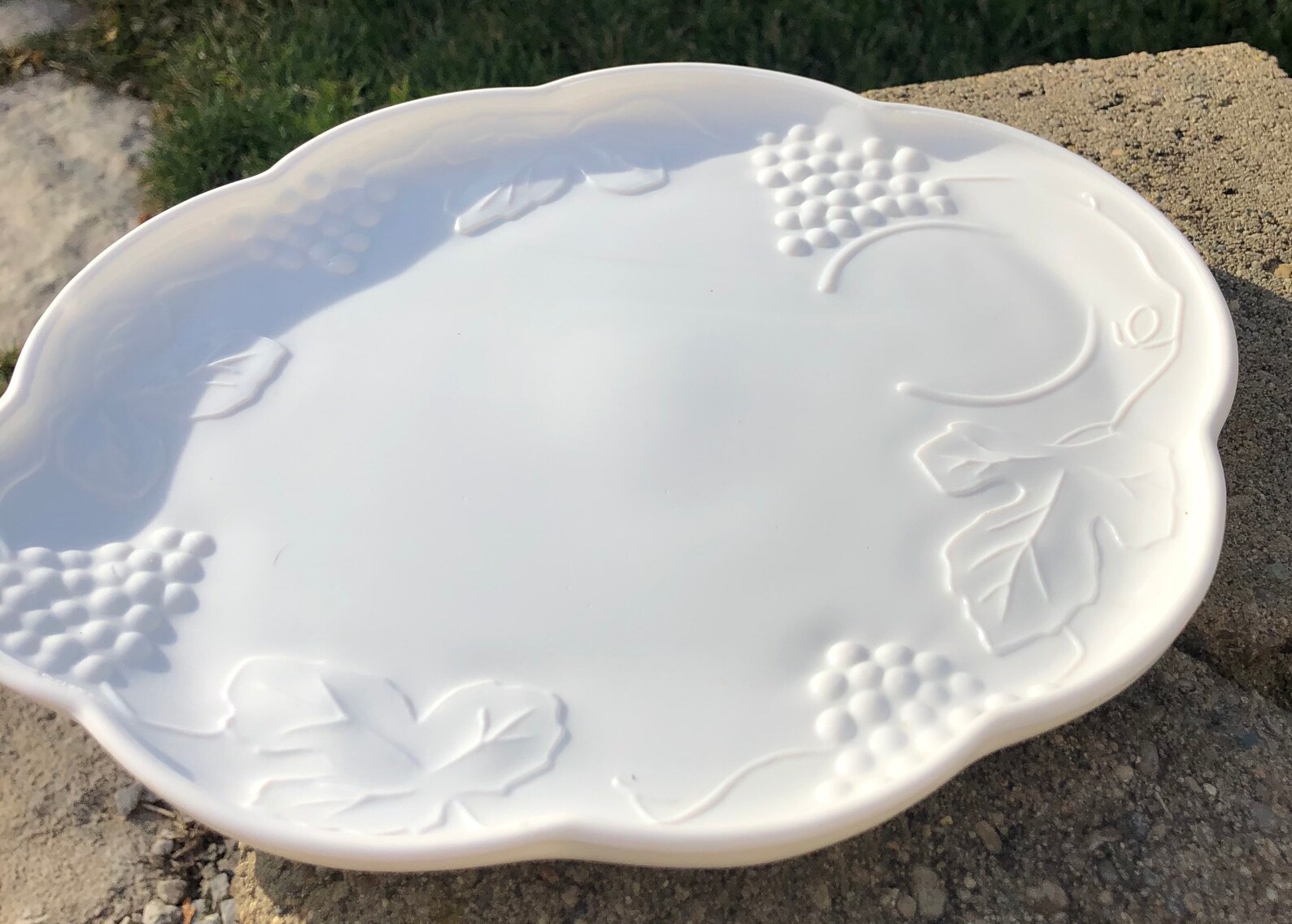 1960s “harvest Grape” Milk Glass Snack Set - Etsy
