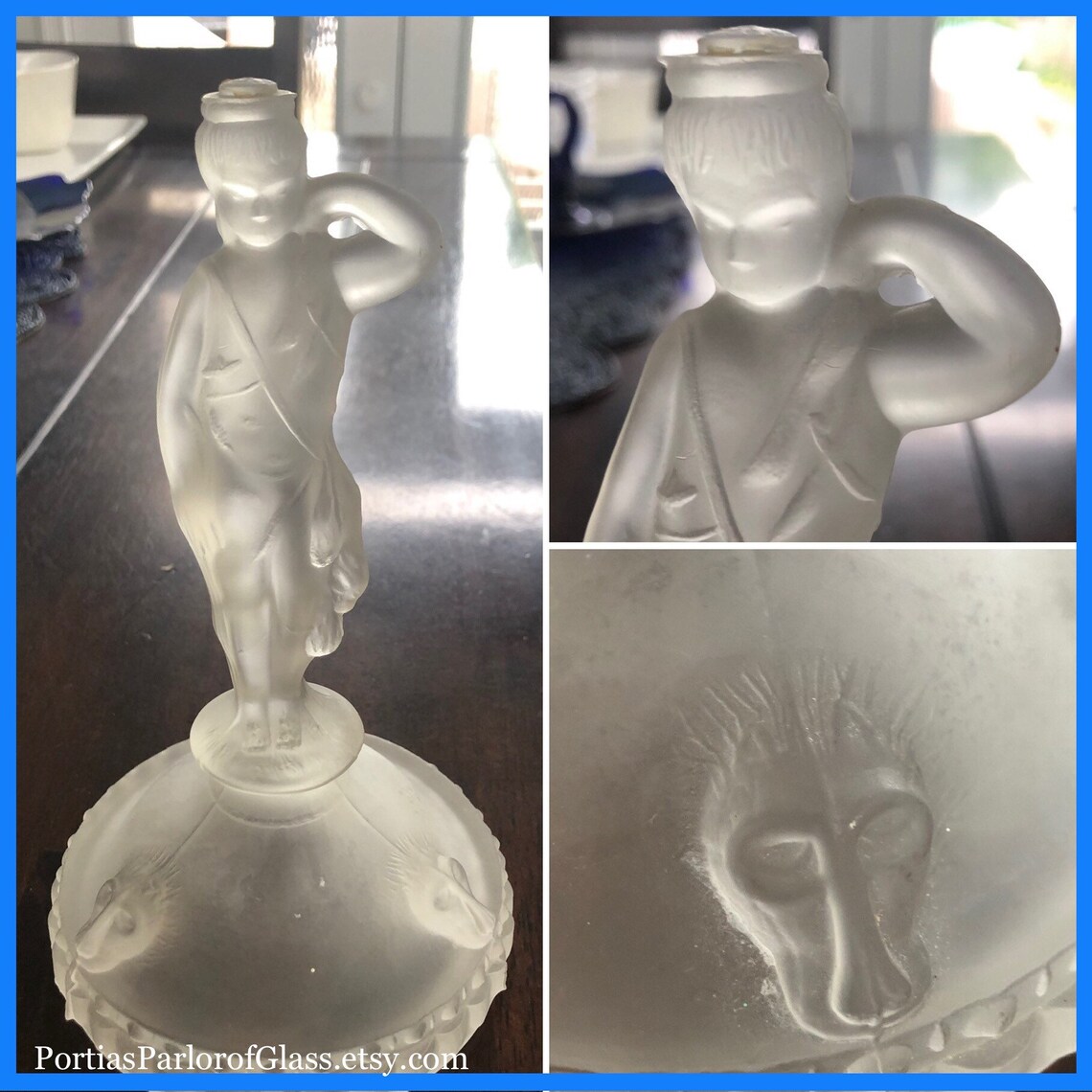 Vintage Frosted Glass diana the Huntress Lady Statue - Etsy